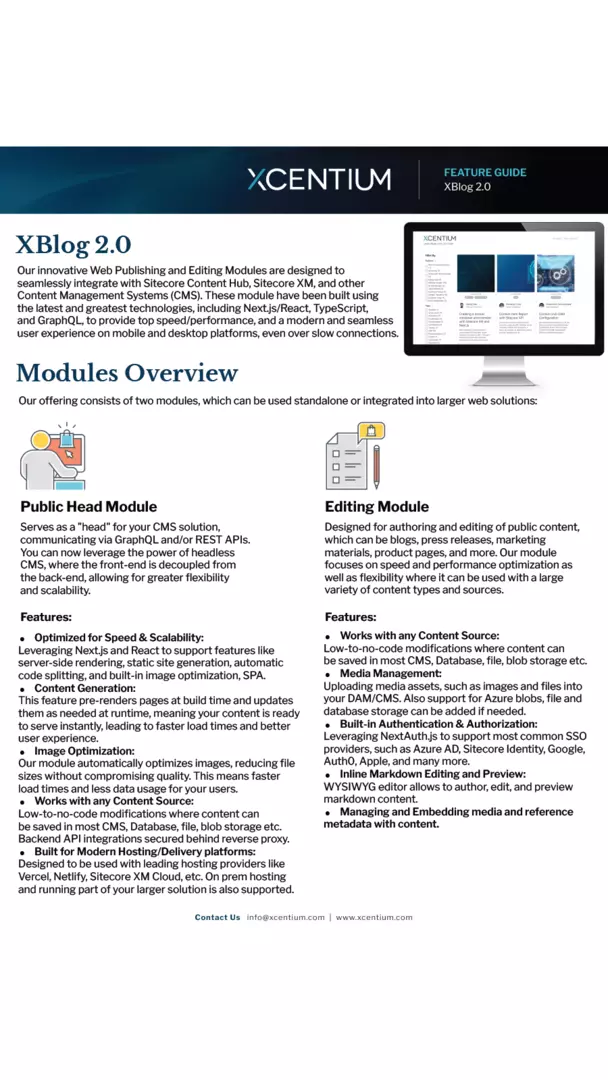 Manage content easily and quickly with the xBlog composable solution.